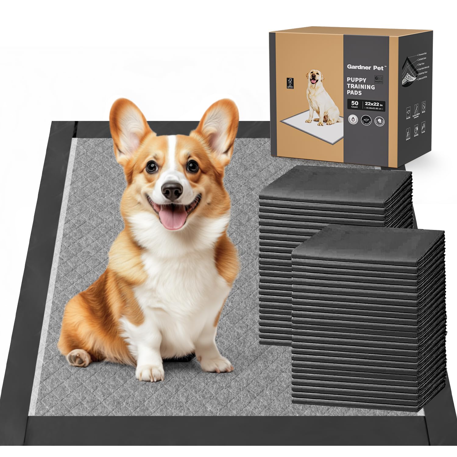 Amazon.com: Charcoal Puppy Pads Rugular 22x22 Inches Small Dog Pee Pads ...