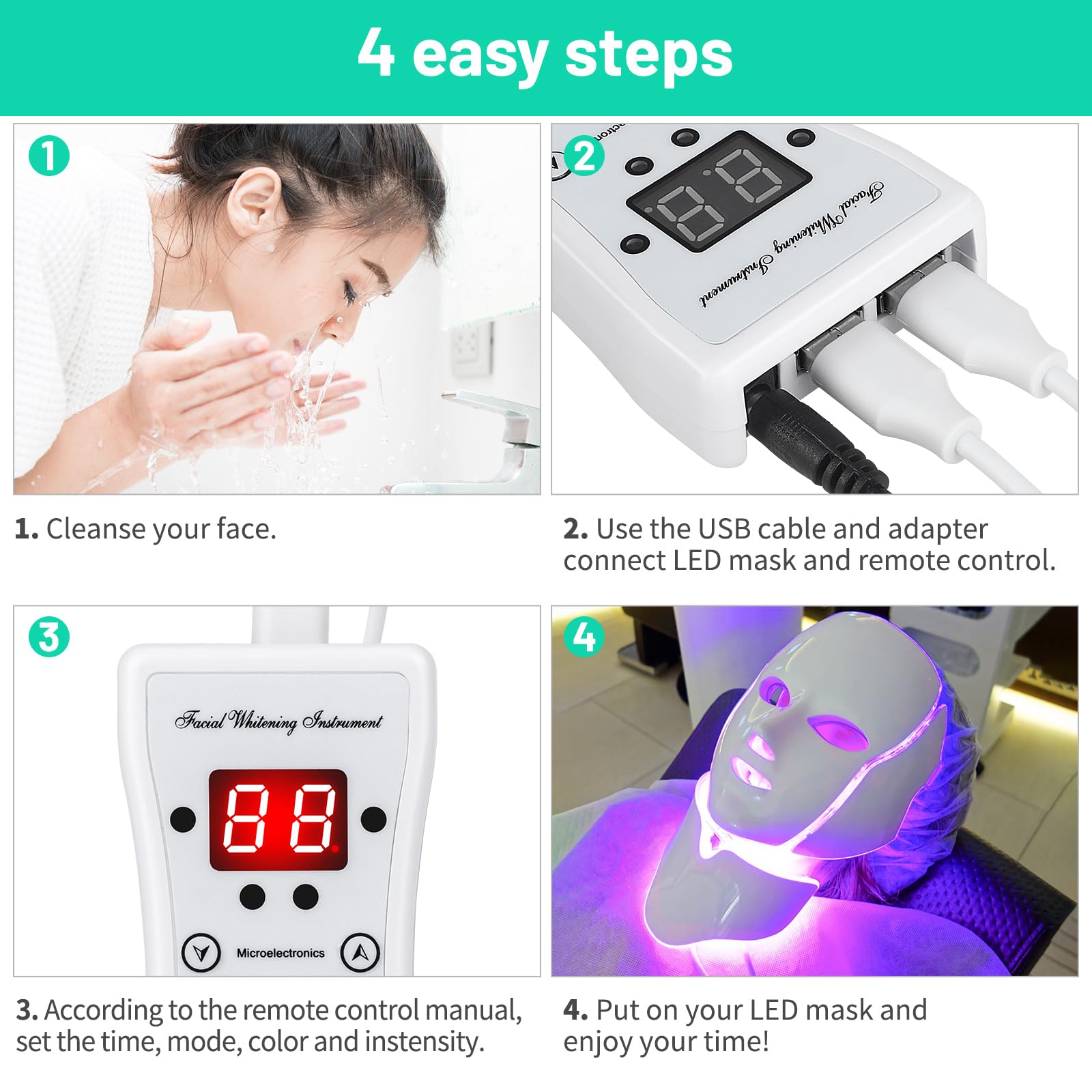 LED Face Màsk, 7 Color LED Face Màsk Light Theràpy & Neck Màsk, LED ...