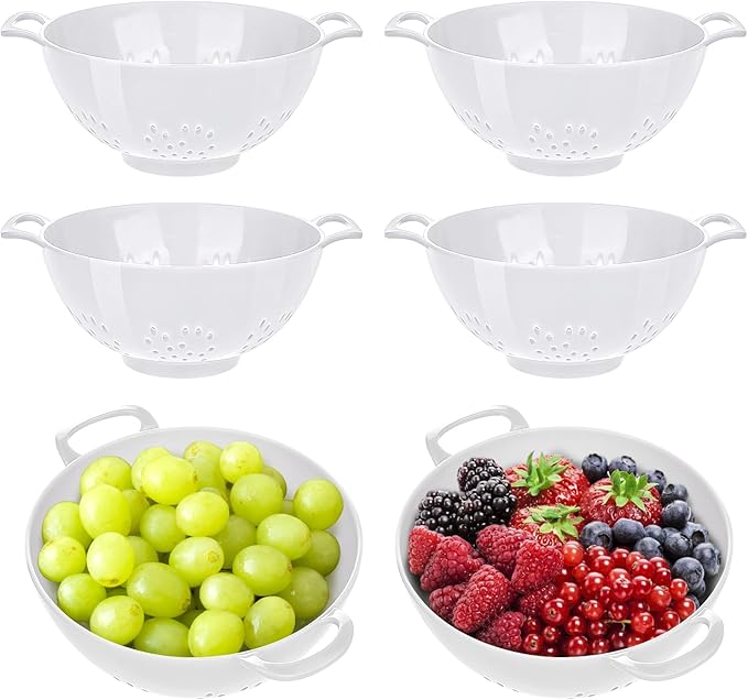 Amazon.com: 4 Pack Small Colander for Kitchen White Mini Plastic ...