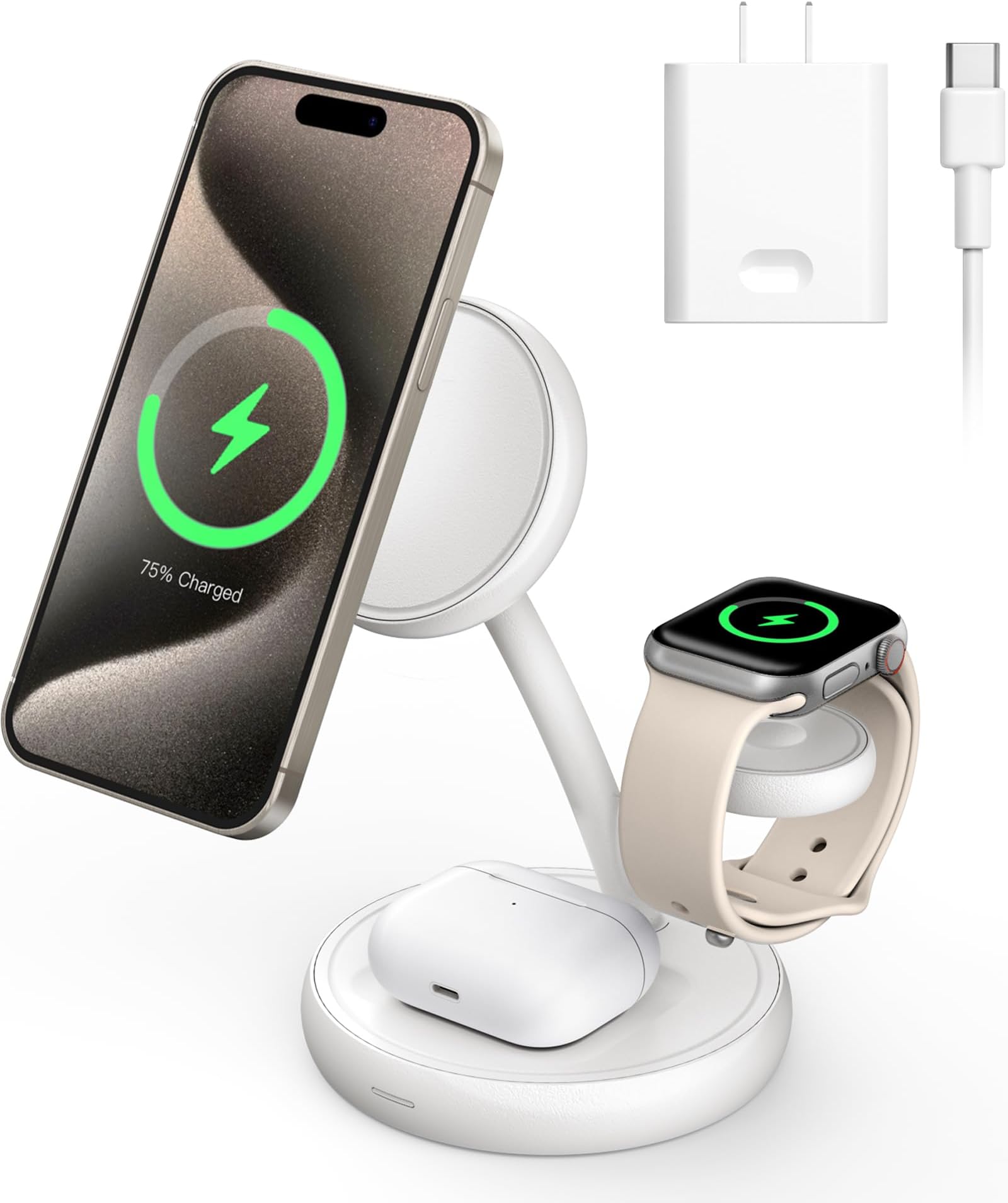 Amazon.com: Magnetic Wireless Charger Station for Magsafe Charger, 3 in ...