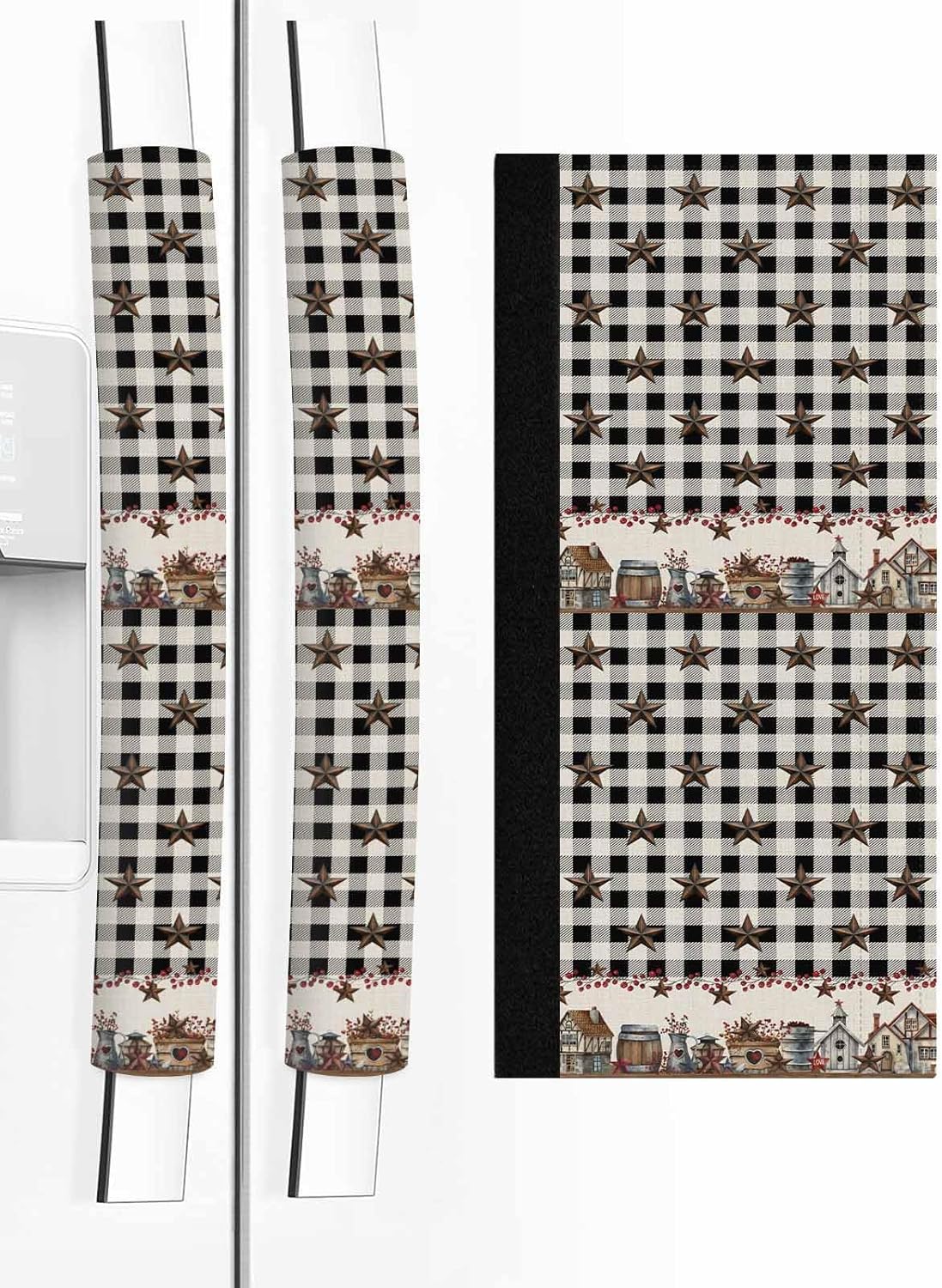 Amazon.com: Farm Black Refrigerator Door Handle Covers Set of 2, Brown ...