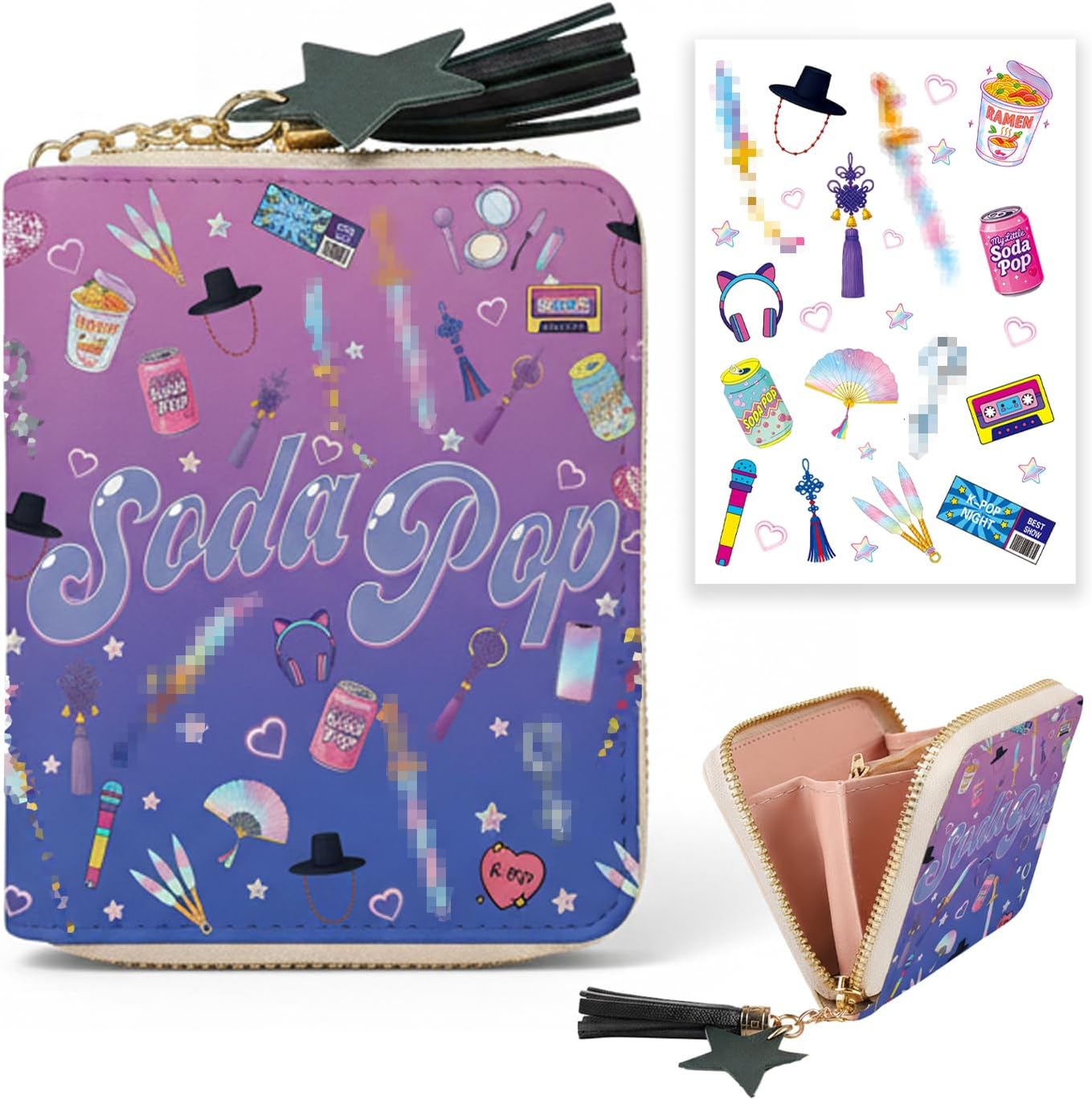 Amazon.com: Wallet with Tattoo Sticker Sheet – Cute Design Bifold ...