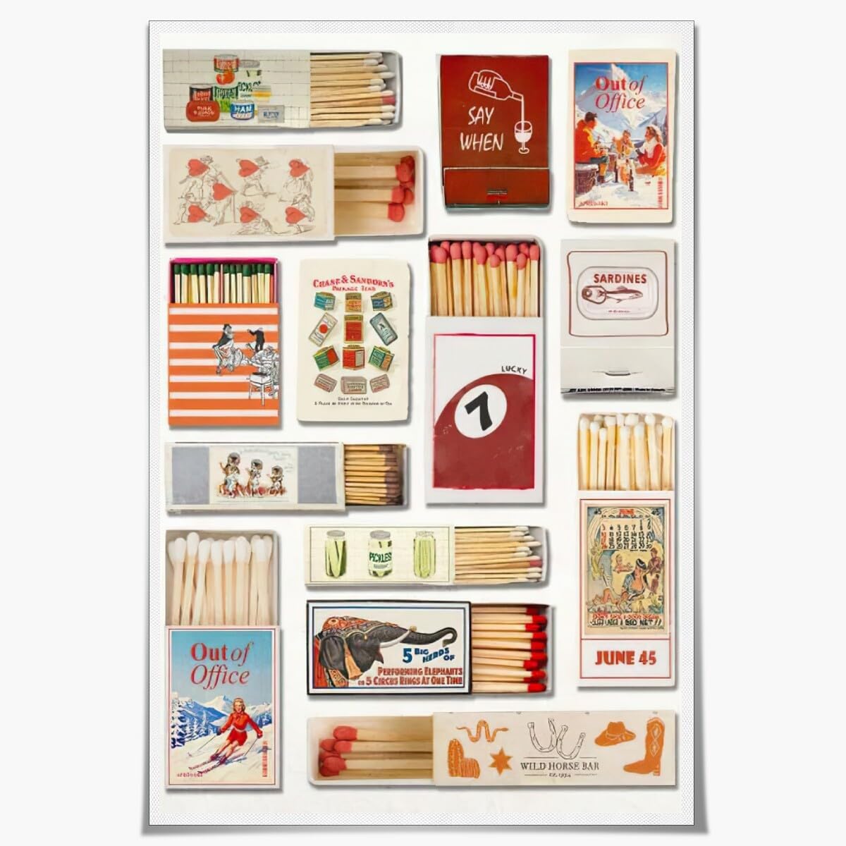 Amazon.com: SFAOHPR Trendy Vintage Matchbox Poster Funky Red Aesthetic ...