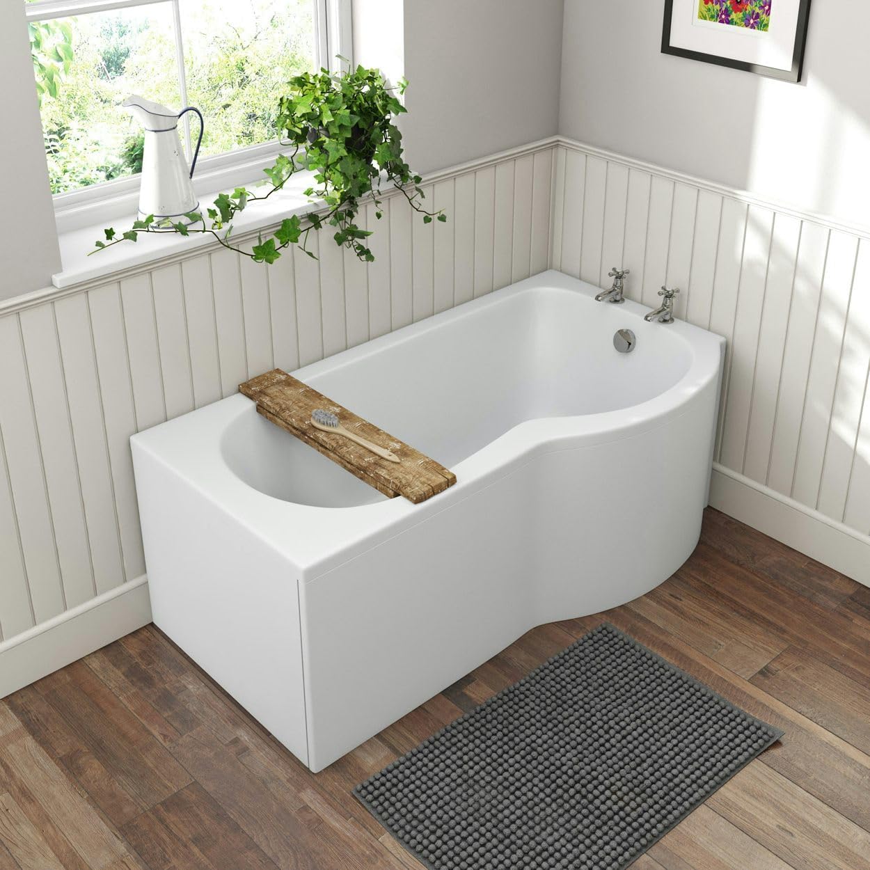 Orchard P Shaped Right Handed Shower Bath 1700 x 850 - White Single ...