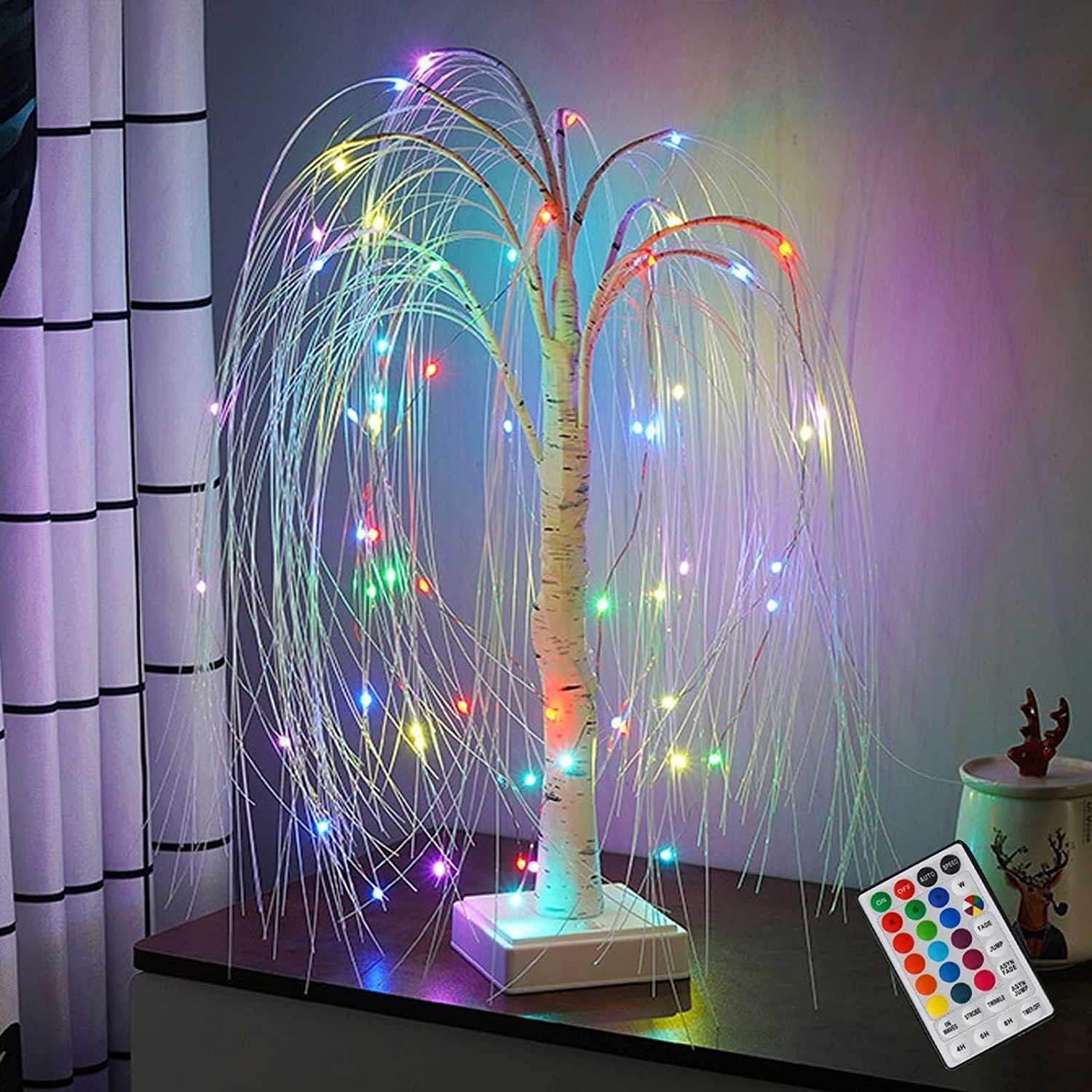 COKEEY 50cm LED Willow Tree Light RGB 16 Color Glowing Branch Table ...