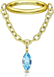 Amazon.com: COCHARM 16g Titanium Dangle Chain Helix Earrings Gold ...