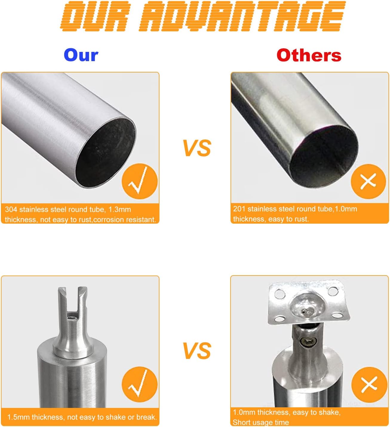 Hanone Stainless Steel Handrail for Deck Stairs - Safe and Adjustable ...