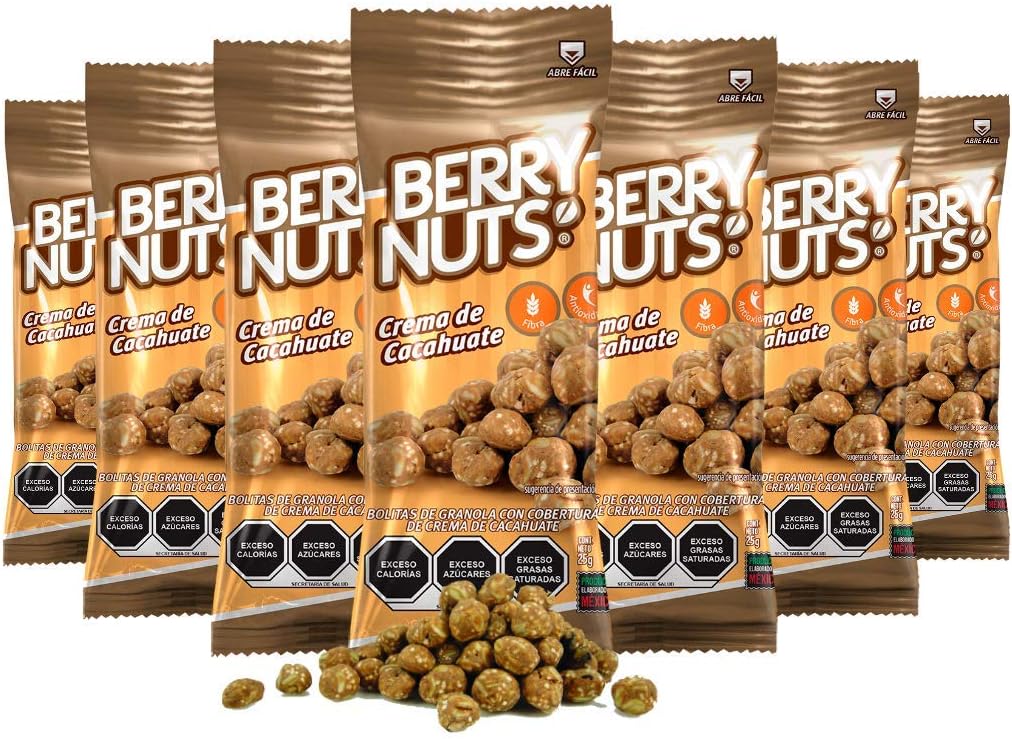 Berry Nuts 30 Bolsitas TO GO de Clusters de Crema de Cacahuate de 25 gramos : Amazon.com.mx ...