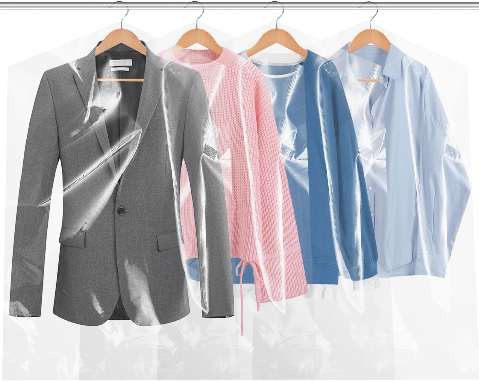 Amazon.com: 50 Pack Clear Plastic Garment Bags for Hanging Clothes, Dry ...