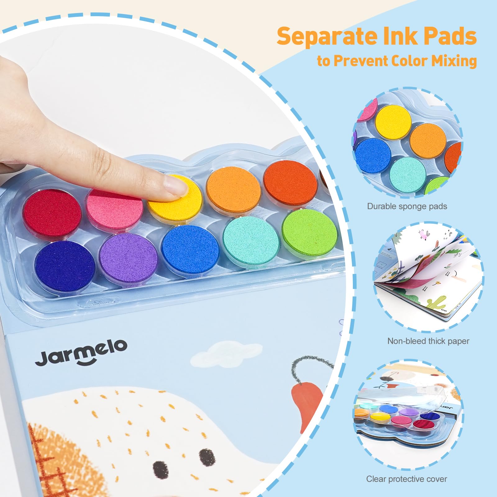 Snapklik.com : Finger Paint Coloring Book For Kids, 12 Colors Ink Pad ...