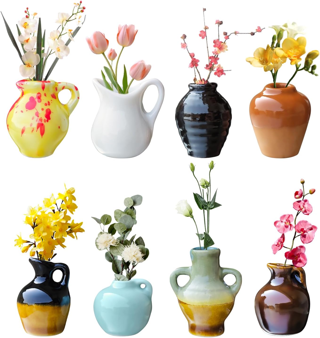 Amazon.com: 8 PCS Mini Vase Magnets, 3D Ceramic Flower Vase Fridge ...