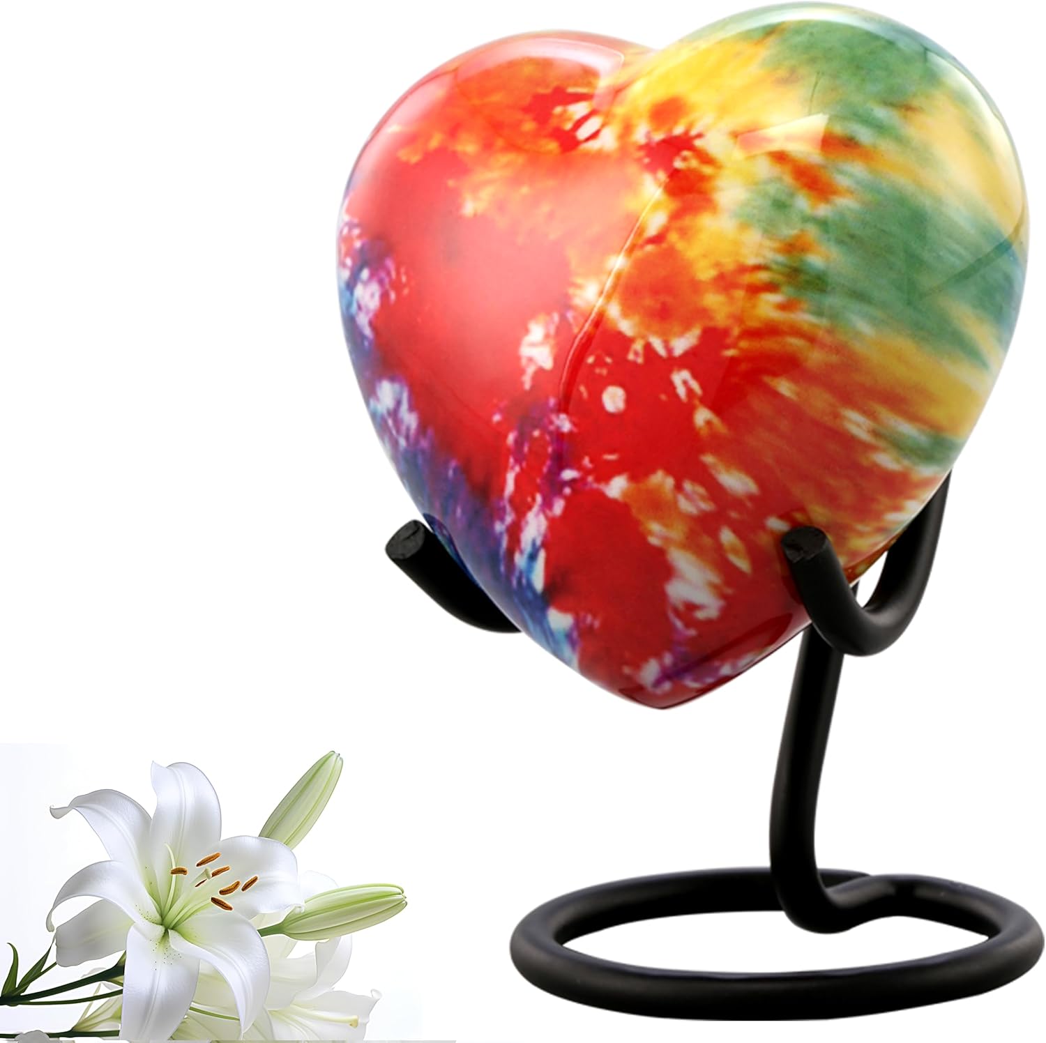Amazon.com: Tie Dye Heart Urn for Human Ashes - Small Cremation ...