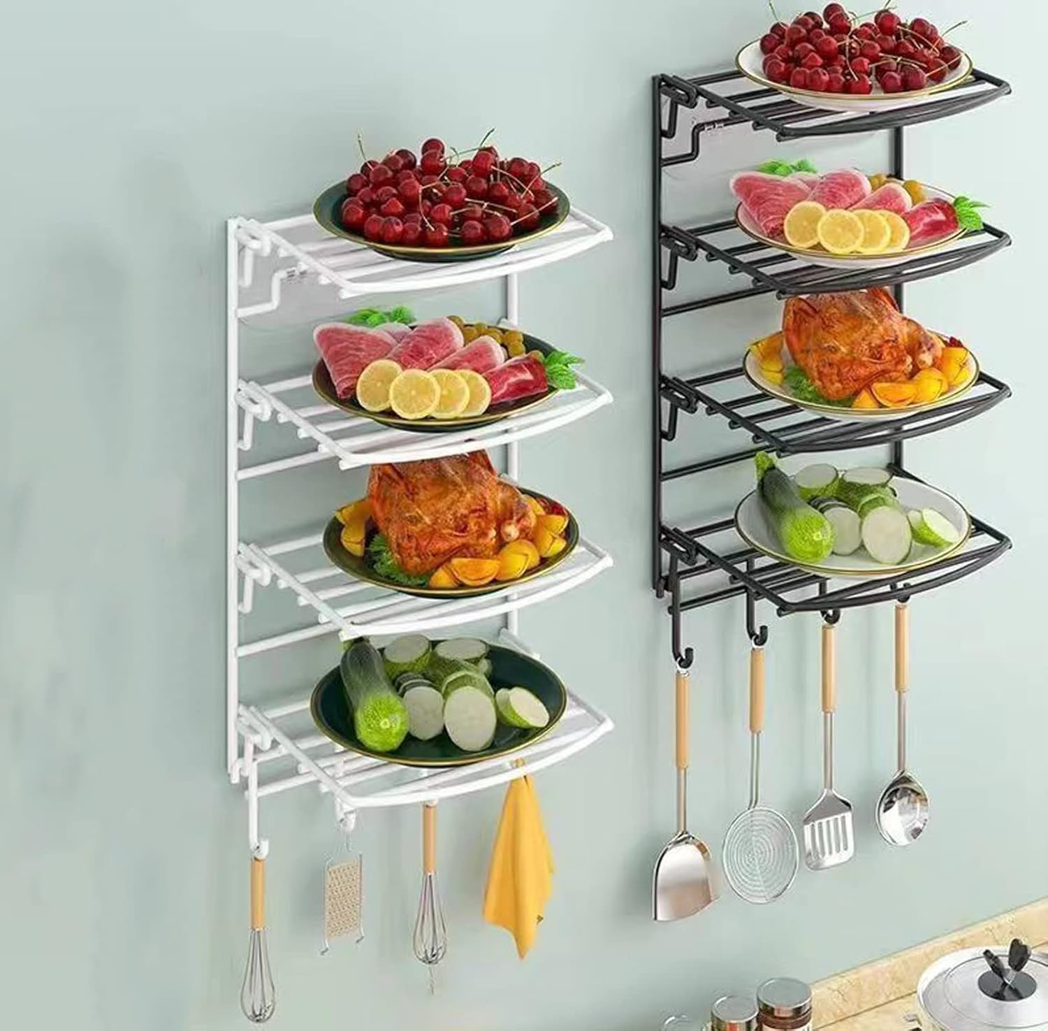 Amazon.com - Kitchen Foldable Food Storage Organizer Rack with Pothook ...