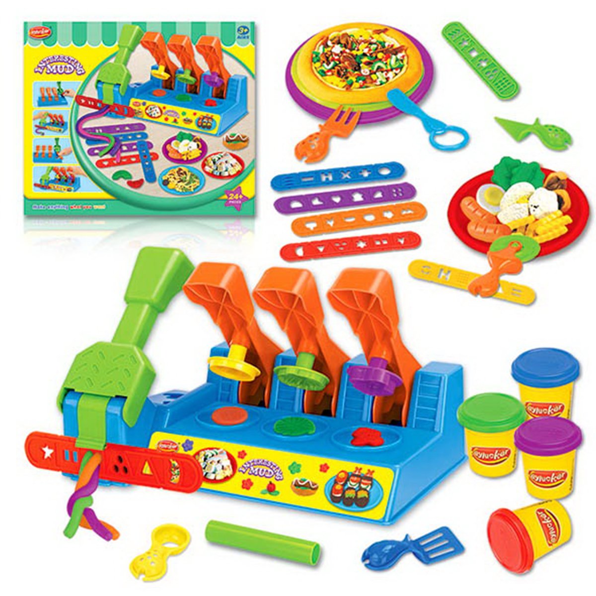 Buy Webby Kids Clay Dough Tool Playset, Play Kitchen Food Creations ...
