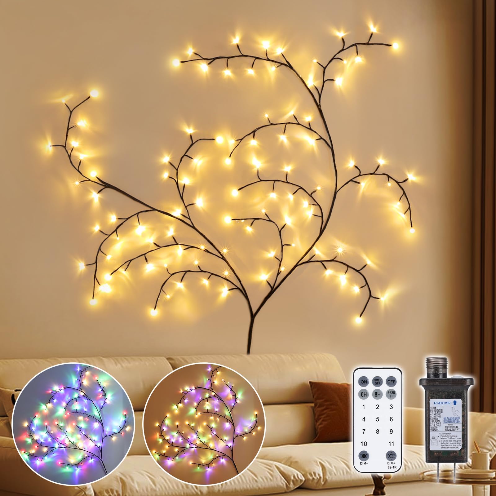 Amazon.com: Miyole Vines Lights for Room Decor with Remote, 144 LEDs ...