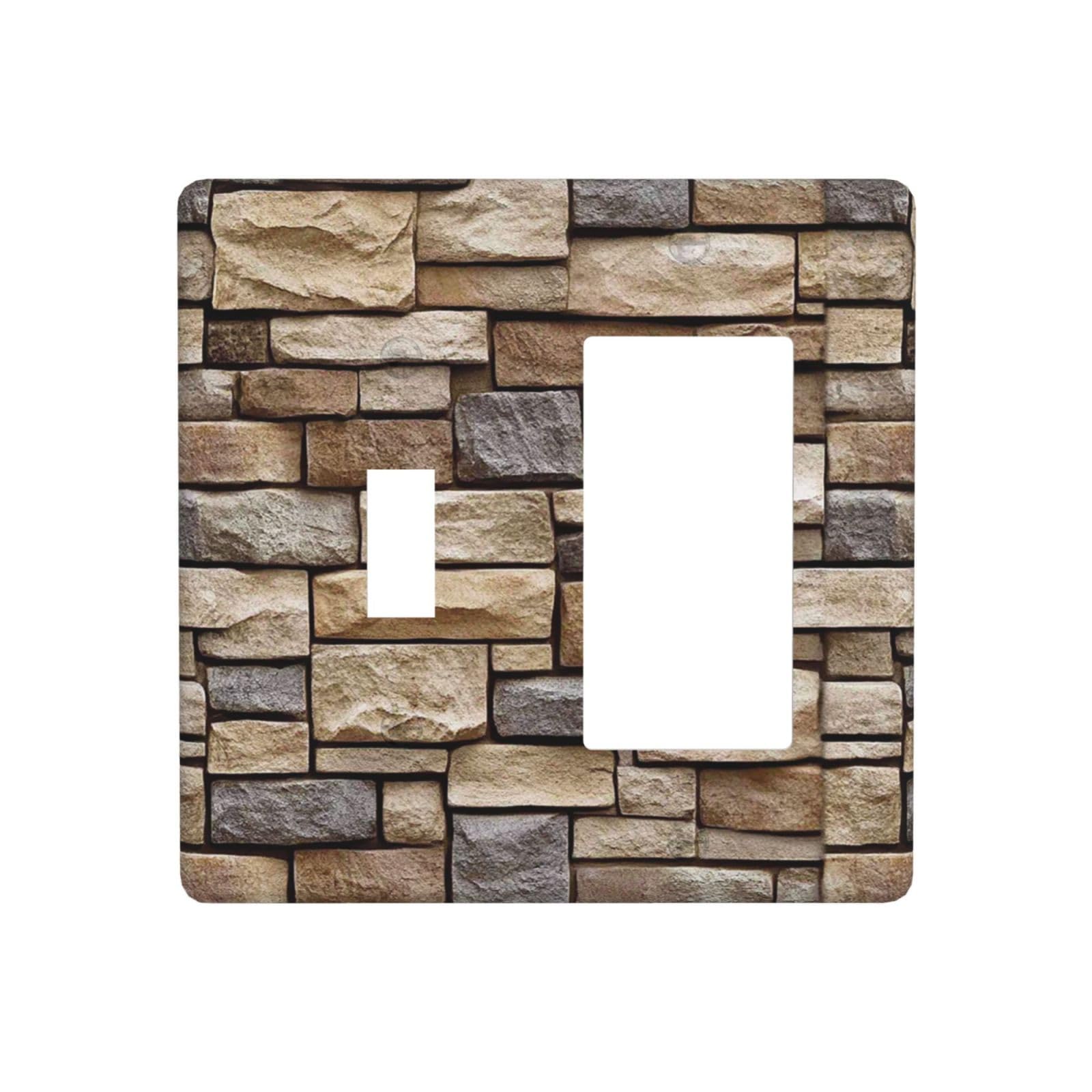 Rustic Farmhouse Stone Brick Single 2 Gang 1 Toggle 1 Decora Gfci ...