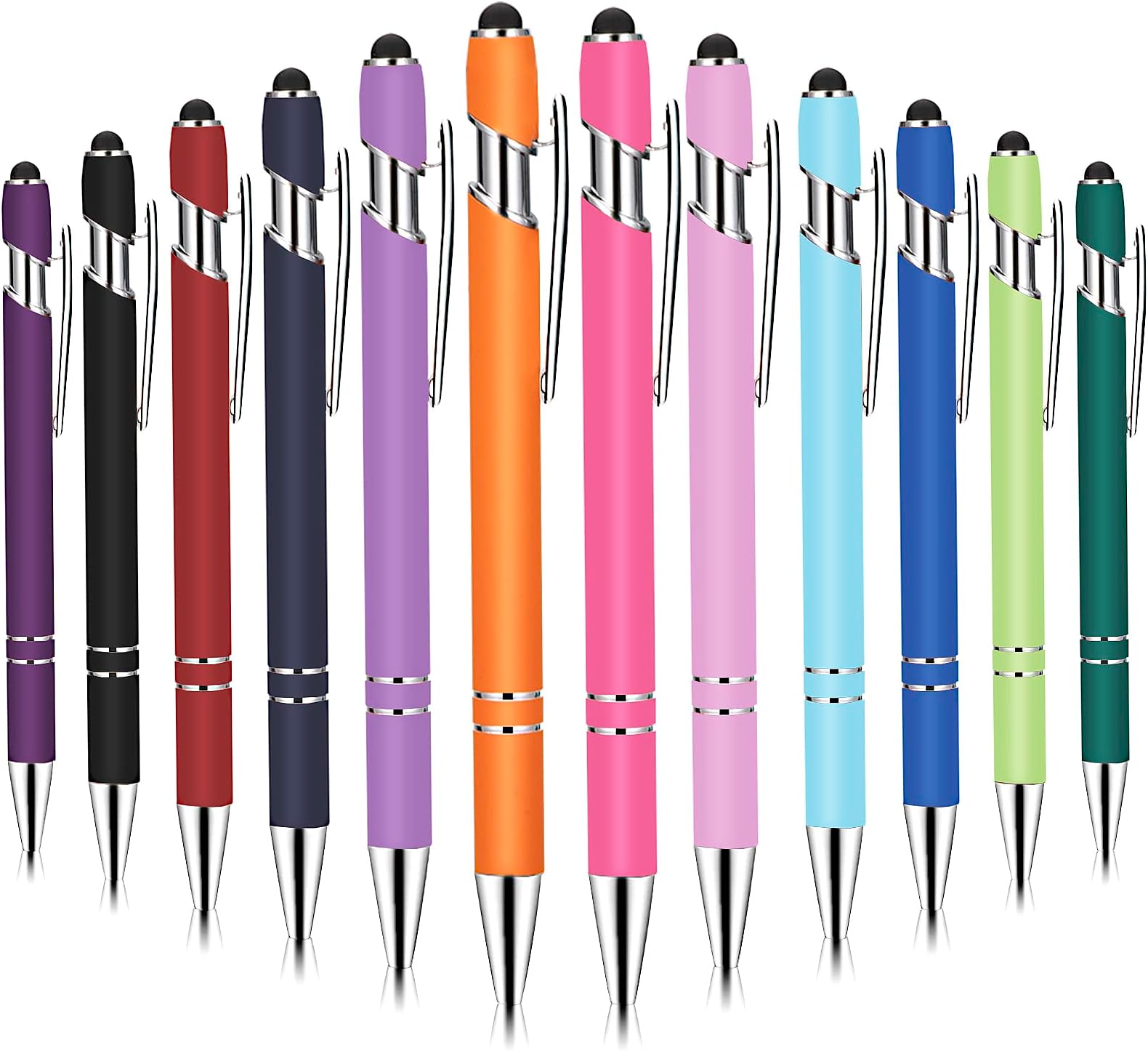 HOTKMB Ballpoint Pen with Stylus Tip 12 Pieces Click Ball Pens Metal ...