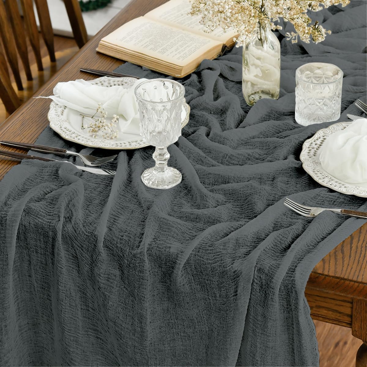 Amazon.com: Artoid Mode Boho Cheesecloth Gauze Silver Grey Wedding ...
