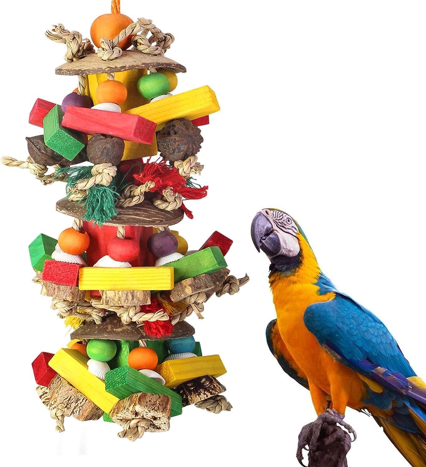 MQUPIN Large Bird Parrot Chewing Toy,Parakeet Cage Bite Toys Hanging ...