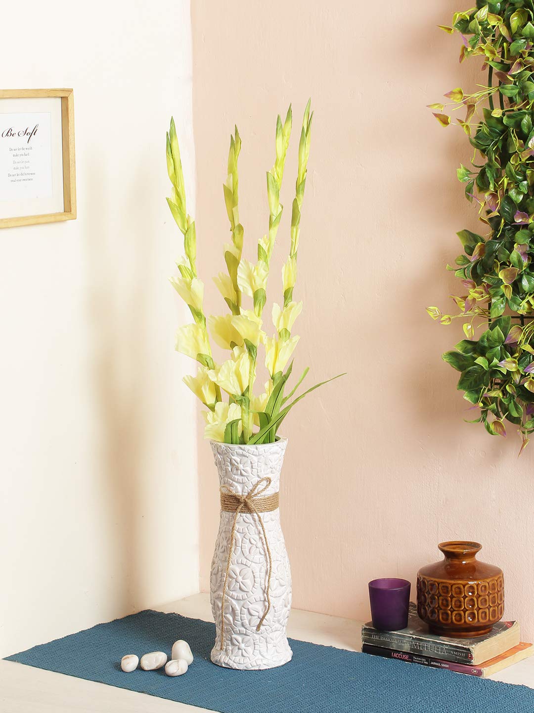 Buy Fourwalls Artificial Glady Flower Stems (110 cm Tall, Yellow, Set ...