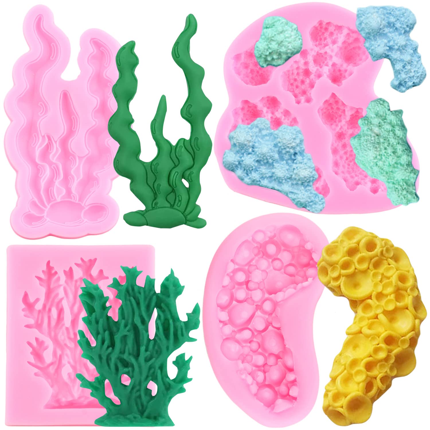 Amazon.com: MIYAHOUSE Coral Seaweed Silicone Mold Sea Coral Fondant ...