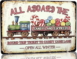Amazon.de: Weihnachtsdekor-Schild im Vintage-Stil, Candy Land Express ...