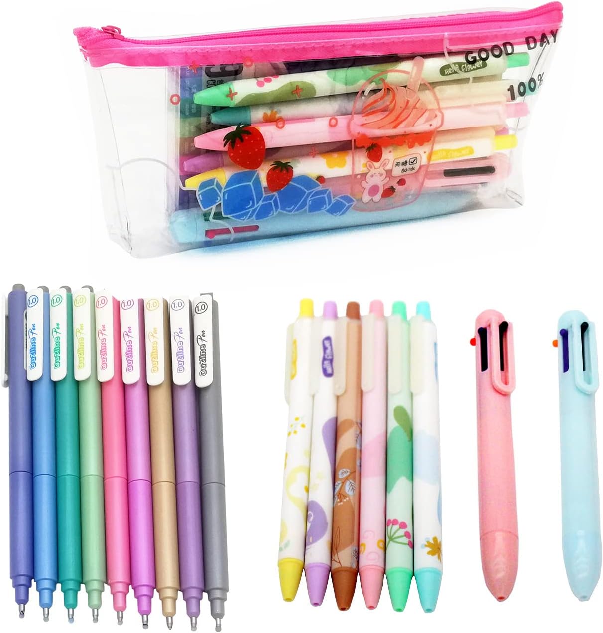 Amazon.com: Gosyfeti 18 Pcs Retractable Gel Ink Pens Set, 9 Outline ...