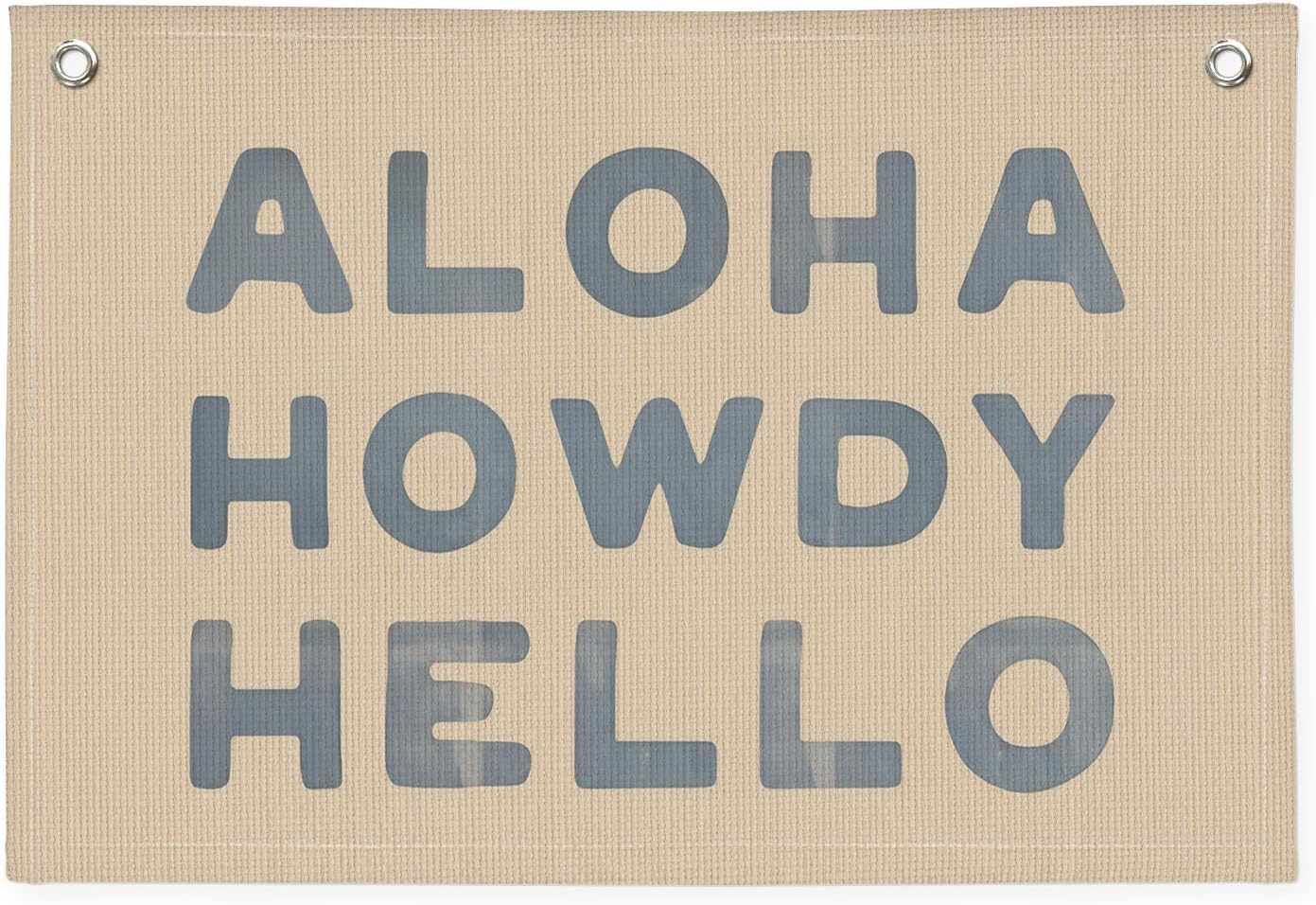 Amazon.com: Wheatwin Blue Coastal Decor, Aloha Howdy Hello Banner ...