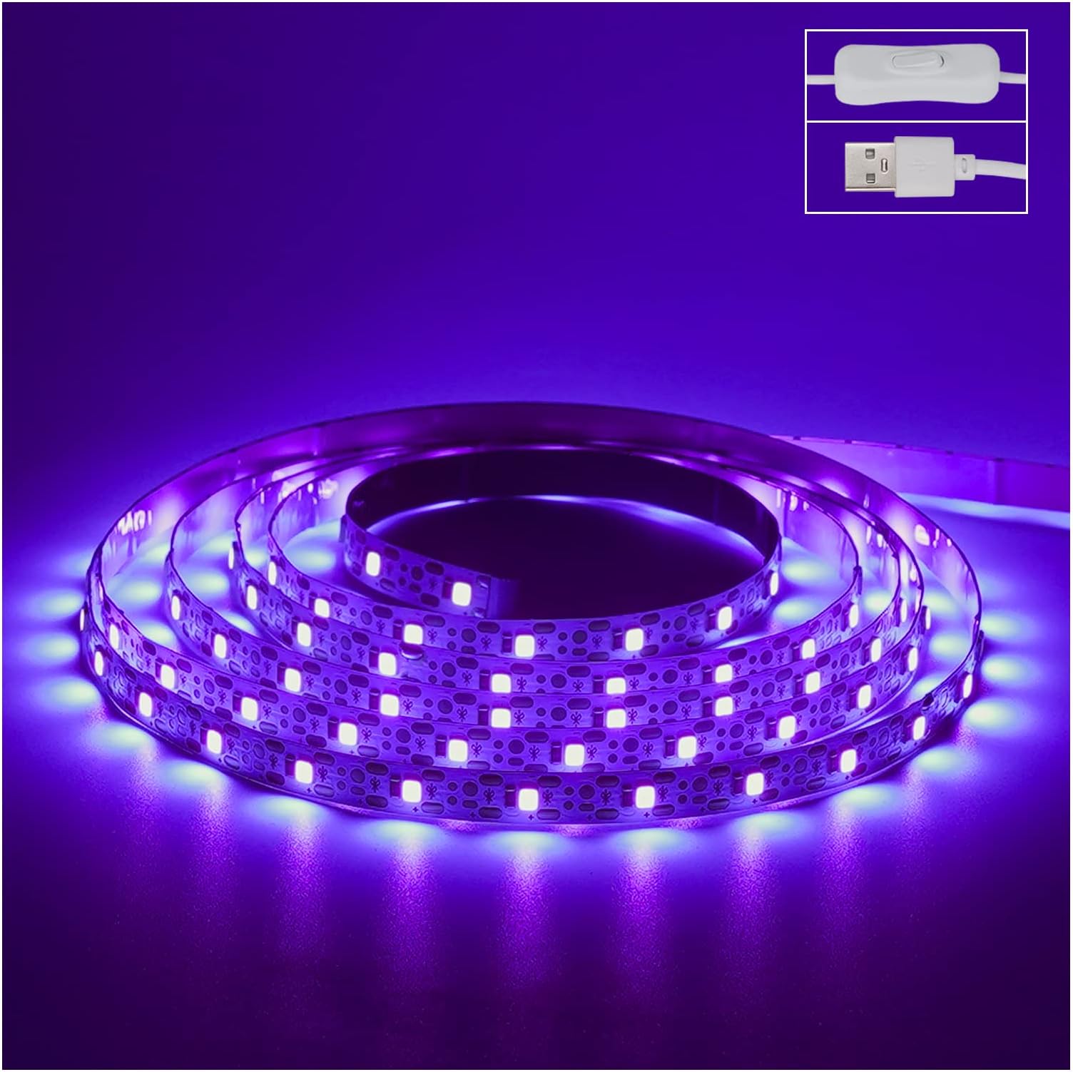 Amazon.com: Ultraviolet LED Strip, 365nm-370nm, 16.4Ft, DC12V, 24Watt ...