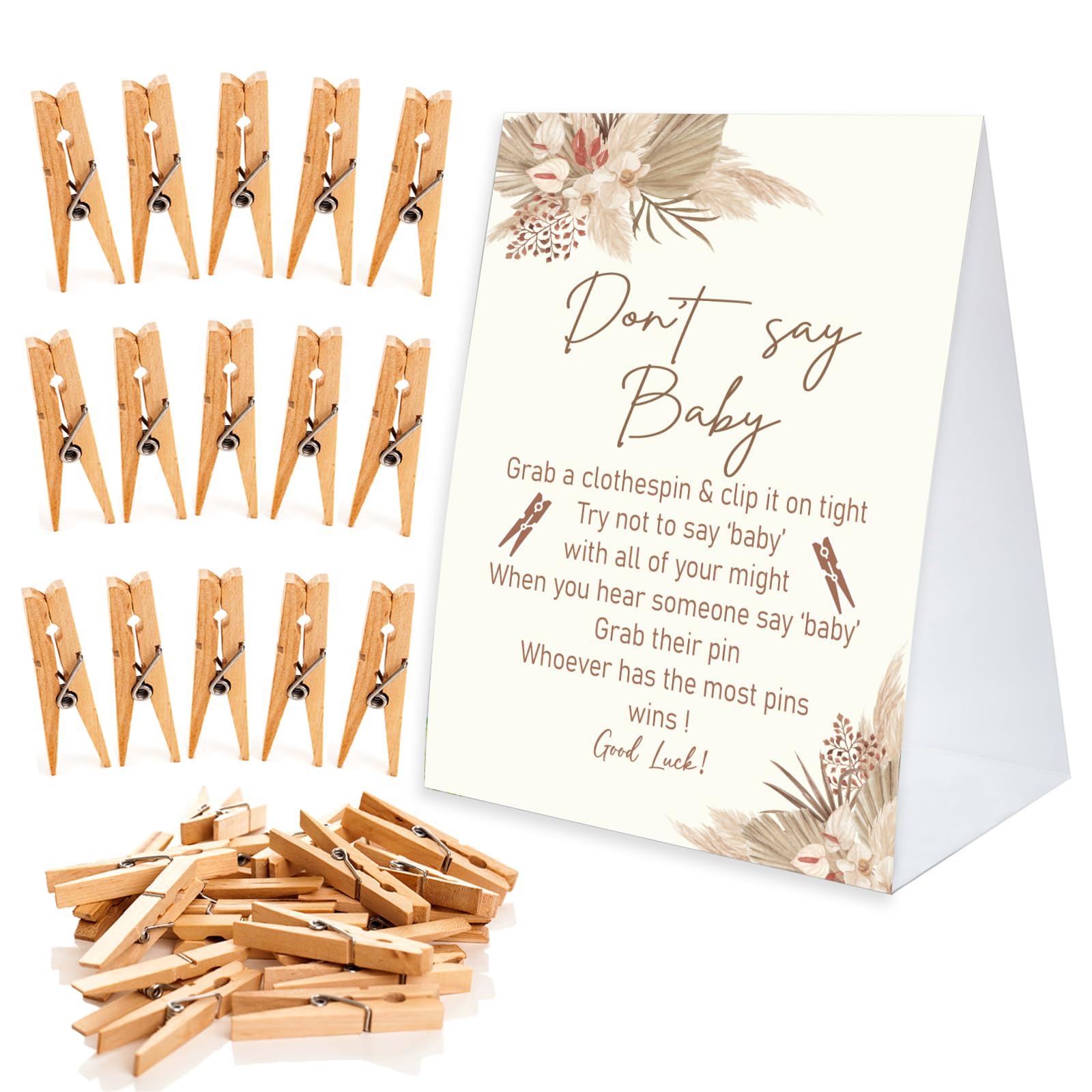 Amazon.com: Don't Say Baby Game for Baby Shower Clothespin Game, One ...