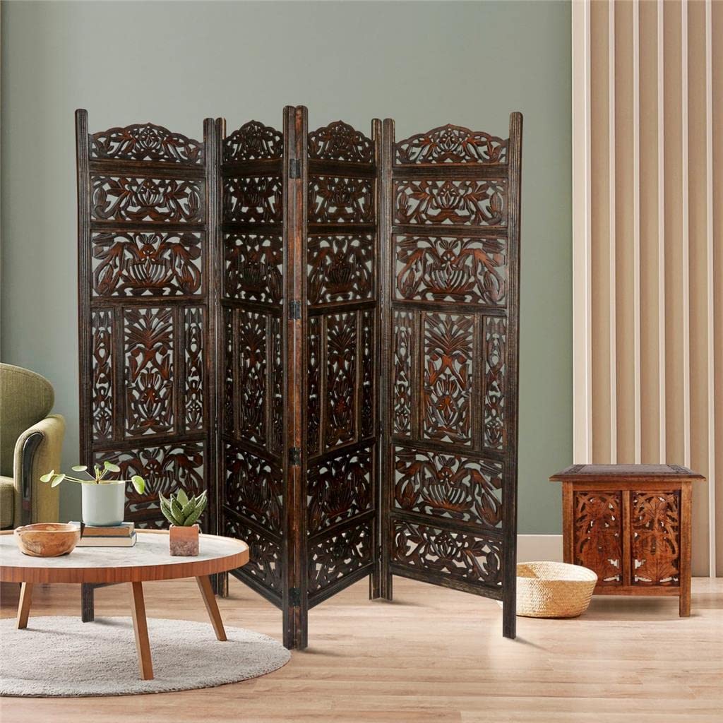 Buy 4 Panel Carved Indian Screen Wooden Leaves Design Screen Room Divider 183X50Cm Perpanel buy-4-panel-carved-indian-screen-wooden-leaves-design-screen-room-divider-183x50cm-perpanel