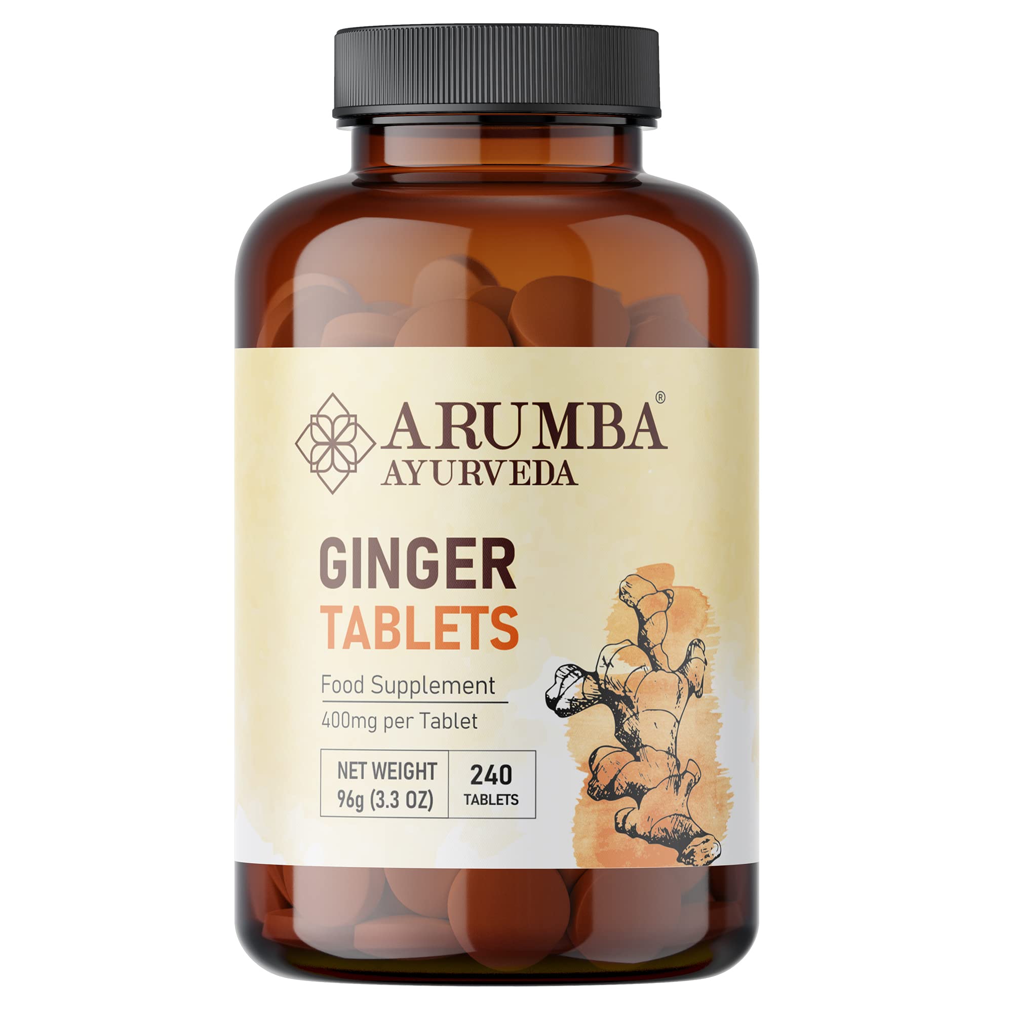 Arumba Ayurveda Ginger Tablets 240 Tablets, 400 mg per Tablet, Made ...
