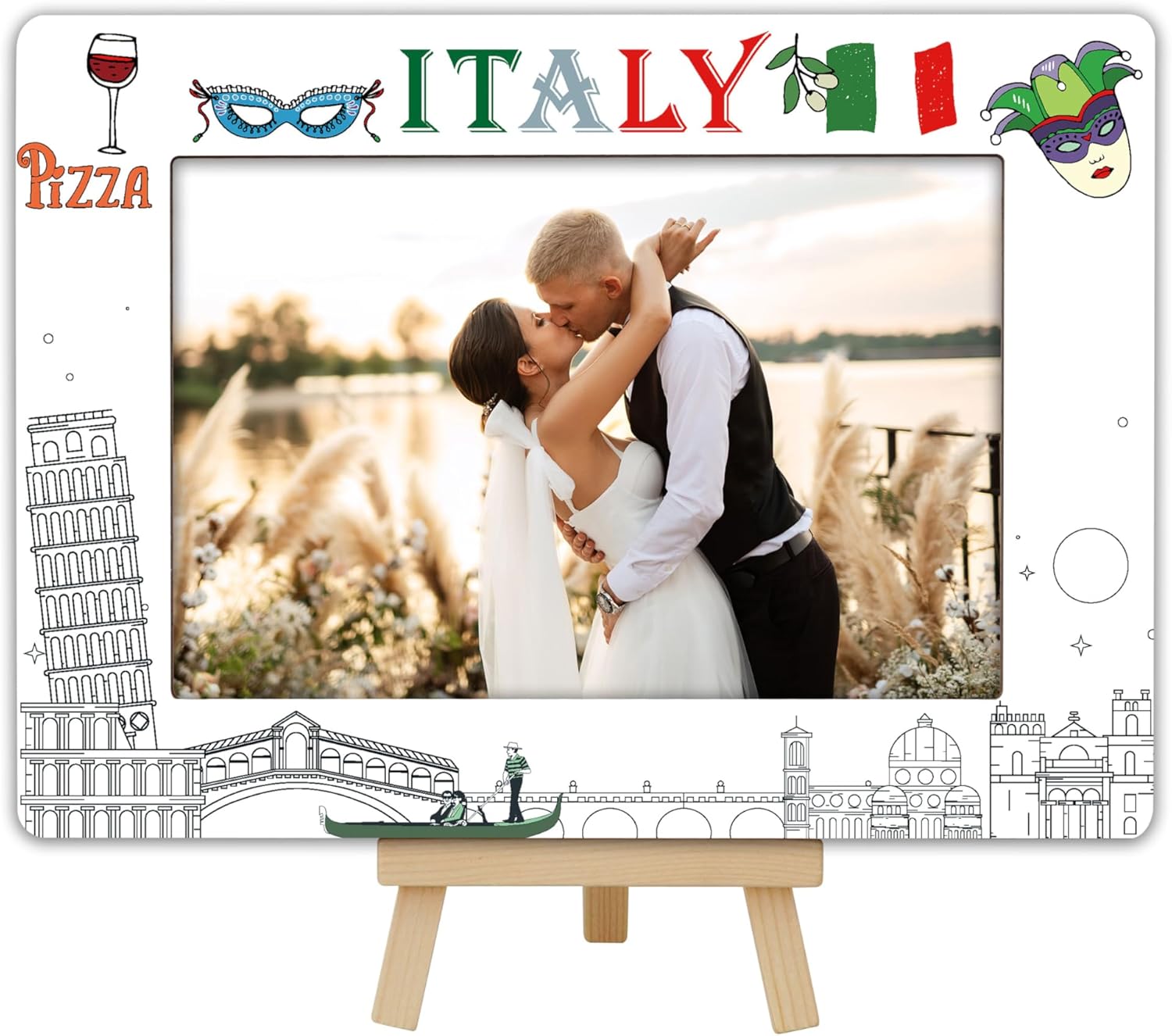 Amazon.com - DETIHO Italy Travel Picture Frame, 4x6 Italy Themed Wooden ...