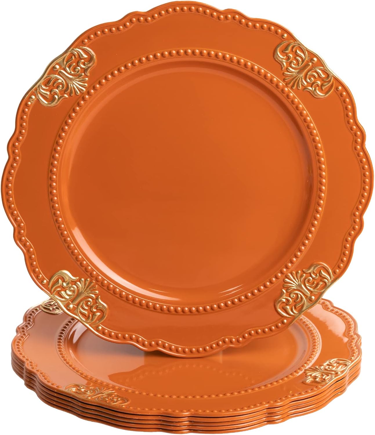 Amazon.com | MAONAME 13" Orange Charger Plates, Set of 6, Antique ...