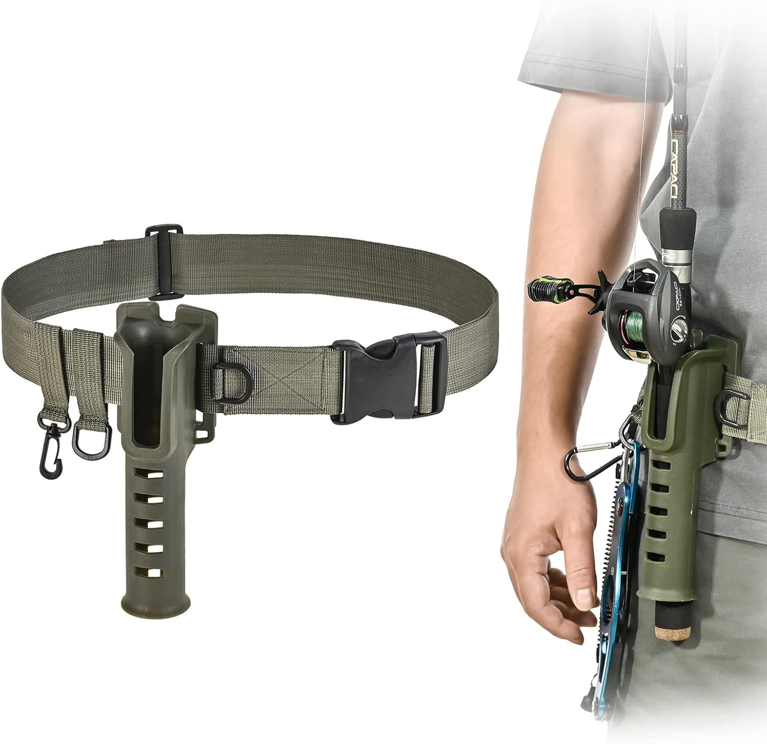 1pc Green Fishing Wading Belt With Rod Holder, Adjustable Quick Fishing ...