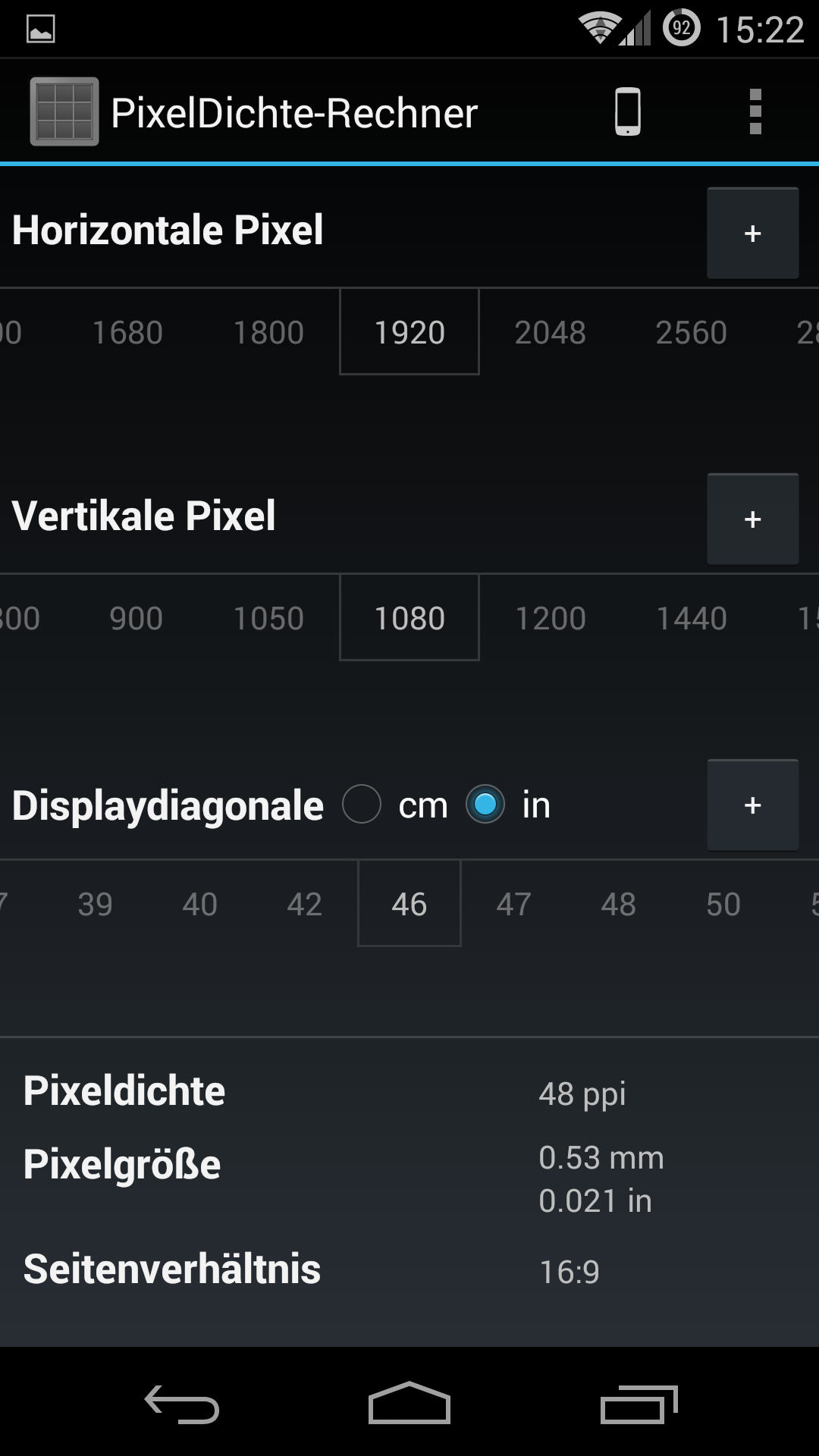 PixelDensity Calculator - App on Amazon Appstore