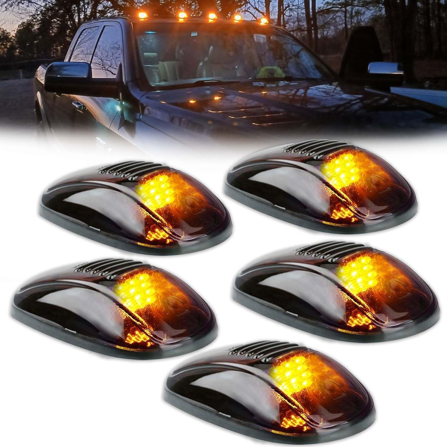Amazon.com: GSOWO 5 PCS Amber LED Cab Lights Smoked Cab Roof Running ...