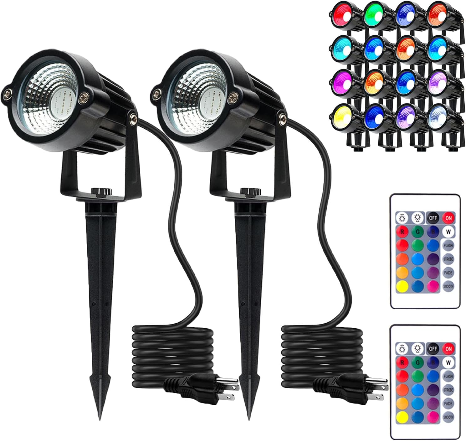 Colored Outdoor Yard Spot Lights, 5W LED RGB Color Changing Spotlights ...