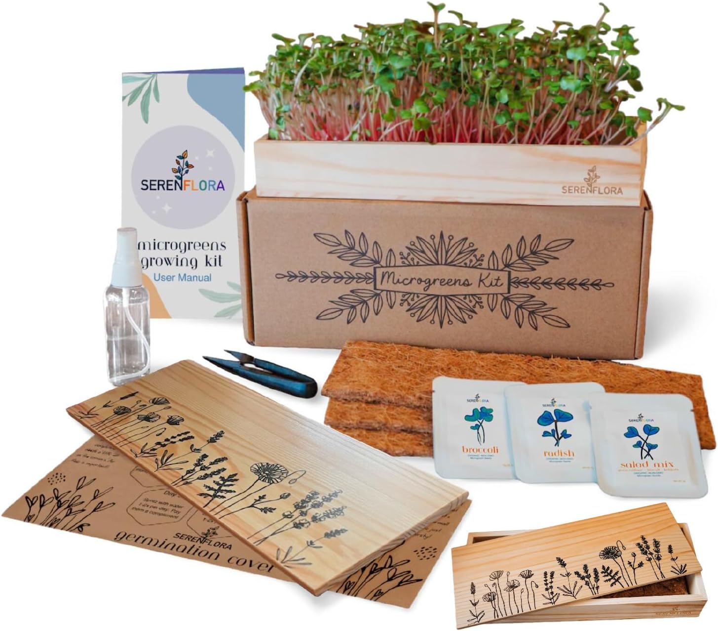Amazon.com : SERENFLORA MICROGREENS Growing KIT, Organic Microgreens ...