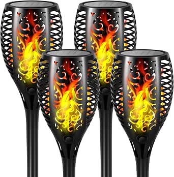 Beoloeb® Solarleuchten für Außen Garten - 4 Stück 33 LED Solar Fackeln ...
