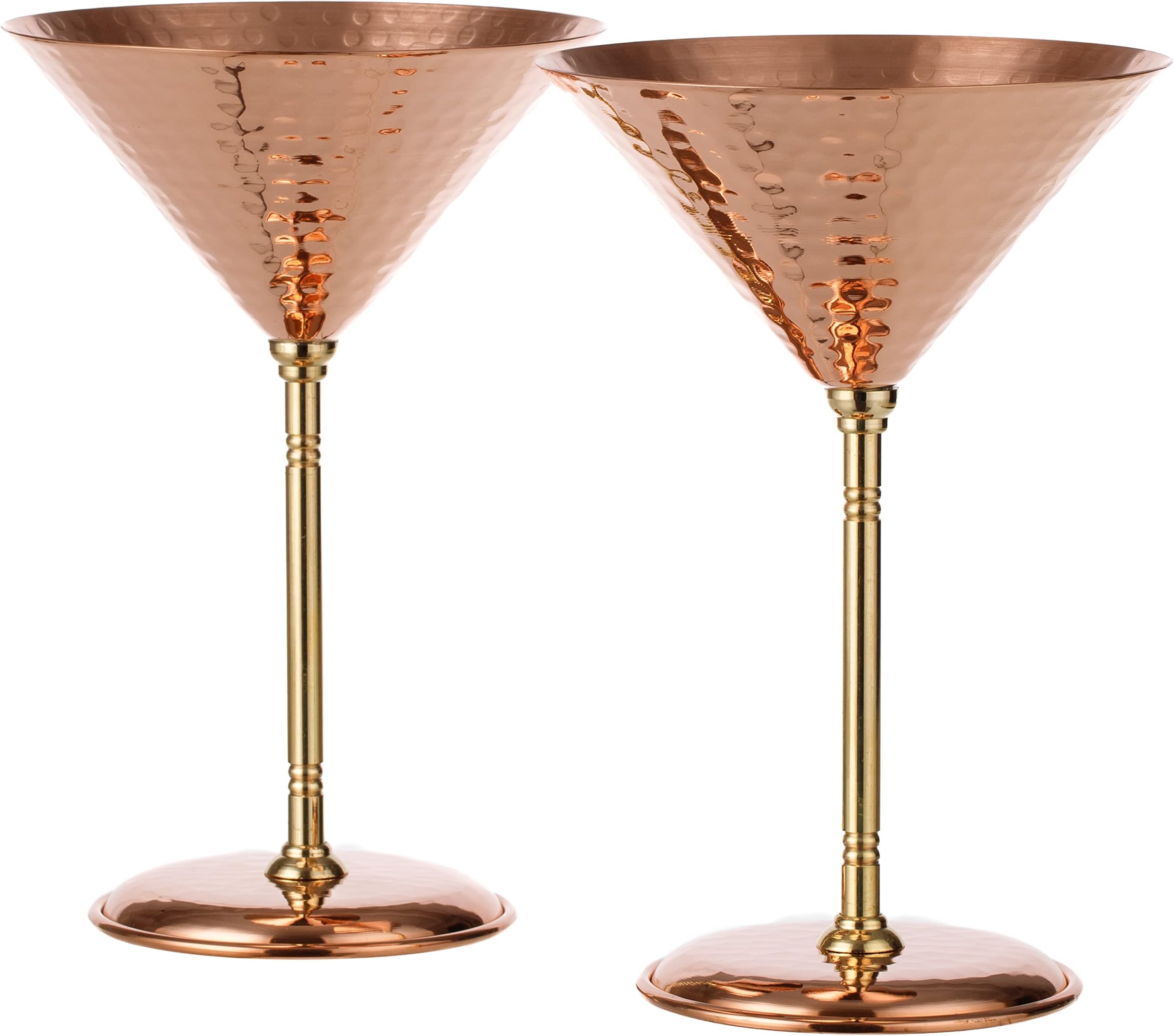 Amazon.com | 2 X Gorgeous Hammered Copper Martini Goblets Glasses ...