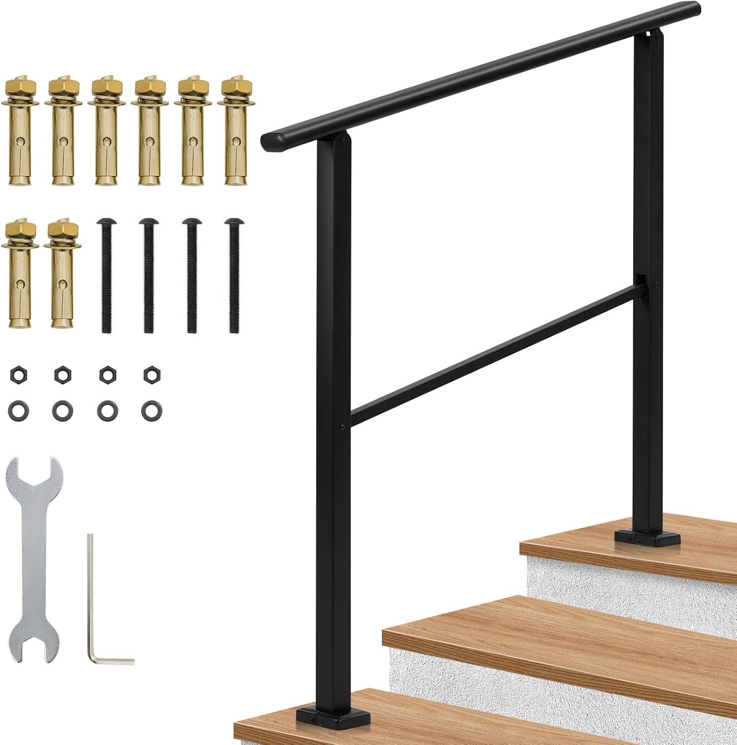 GarveeTech Metal Hand Rails for Outdoor Steps, Outdoor Handrail Stair ...