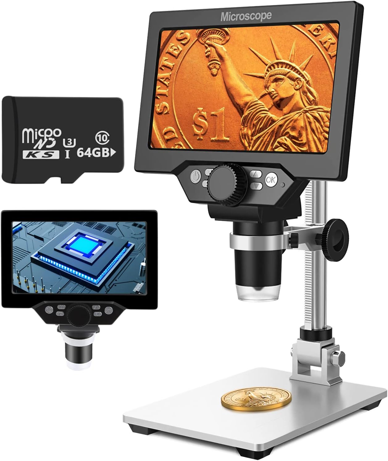 Amazon.com : UF-TOOLS 7 Inch LCD Digital Microscope with 64GB TF Card ...