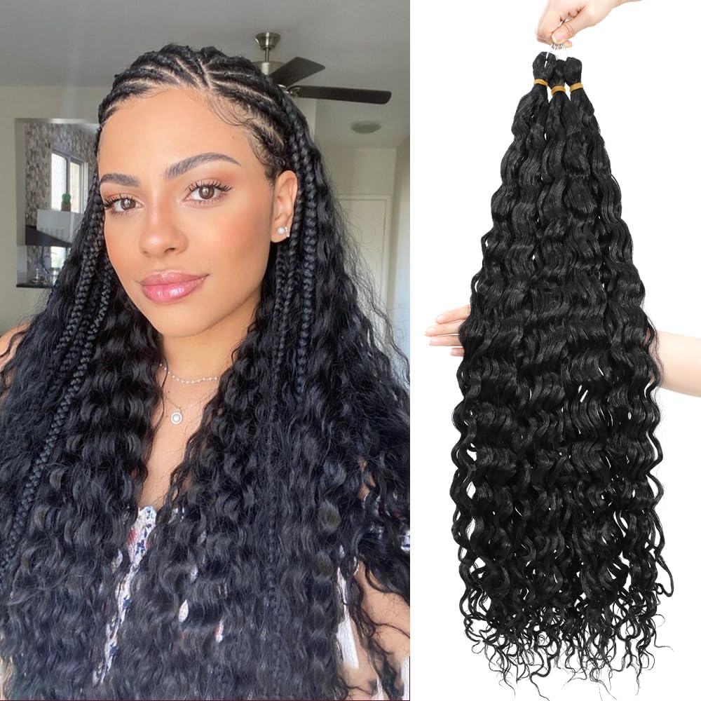TuChing Ocean Wave Crochet Hair 3 Packs 24 Inch Deep Wave Wavy Braiding ...