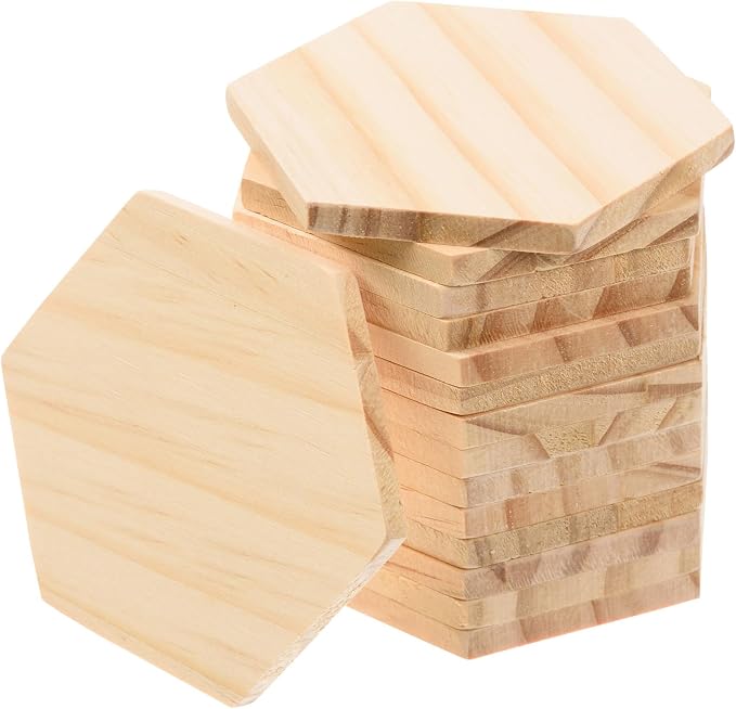 Amazon.com: AWIZOM 36 Pcs Unfinished Wood Hexagon Cutouts 3.54x2.99 ...