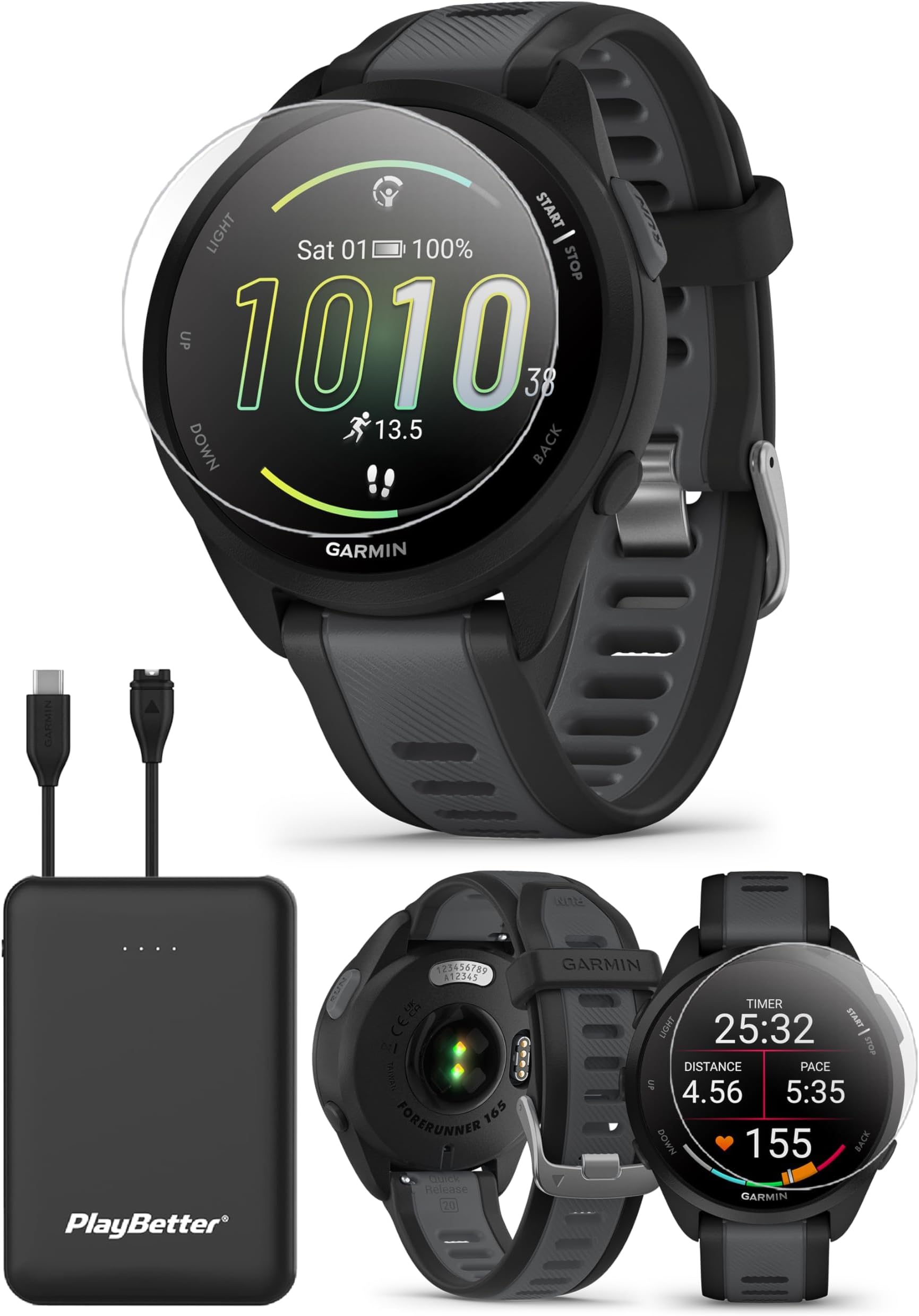 Amazon.com: Garmin Forerunner 165, Running Smartwatch, Colorful AMOLED ...