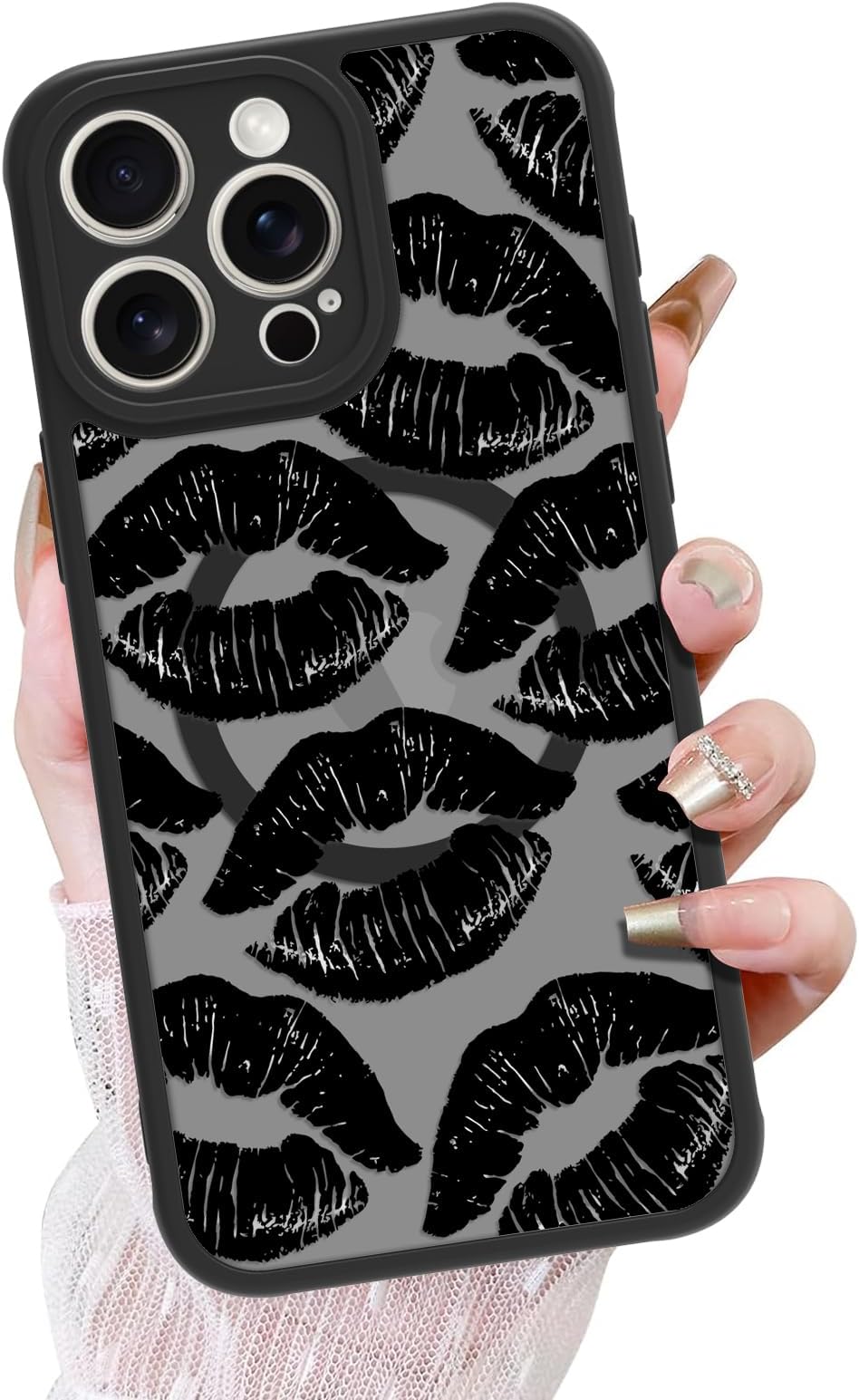 Amazon.com: FLIRACON Black Lips Print Soft Phone Case Compatible with ...