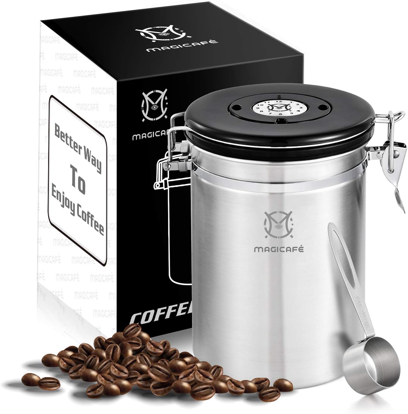 Magicafé Airtight Coffee Container Canister - co2 Valve Coffee Bean ...