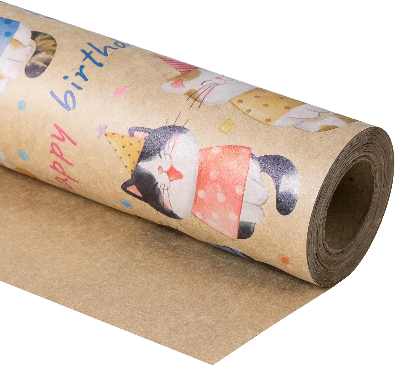Amazon.com: RUSPEPA Kraft Wrapping Paper Roll - Mini Roll - Birthday ...