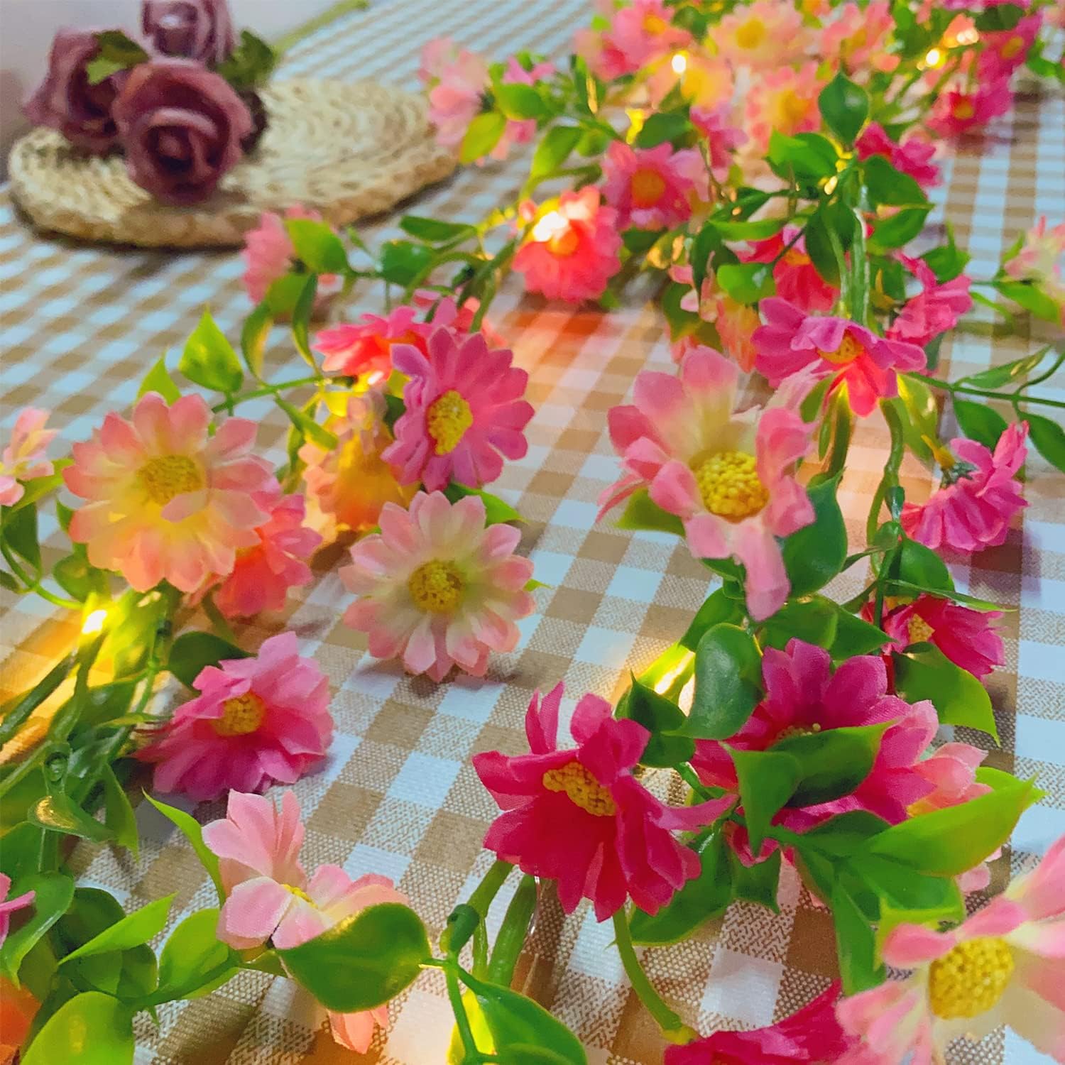 Amazon.com: Fielegen 20 LED Artificial Daisy String Lights, 6.56ft ...